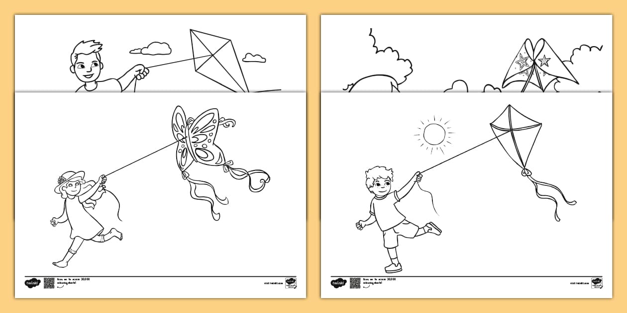 Kites Colouring Pages - Twinkl Primary Colouring - Twinkl