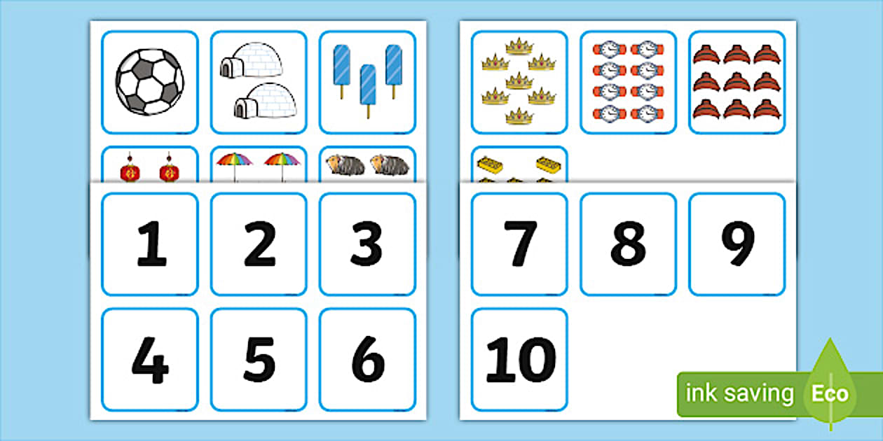 1-10 Number and Quantity Matching Cards - Twinkl