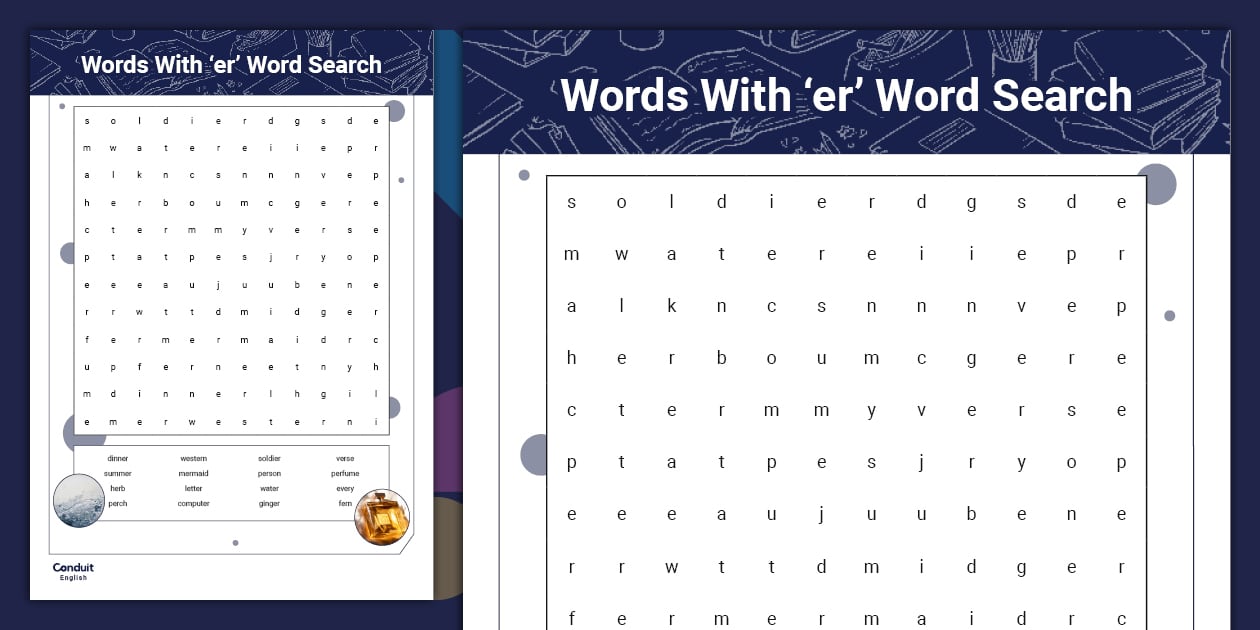 Reinforcing Sounds: Words With 'er' Word Search
