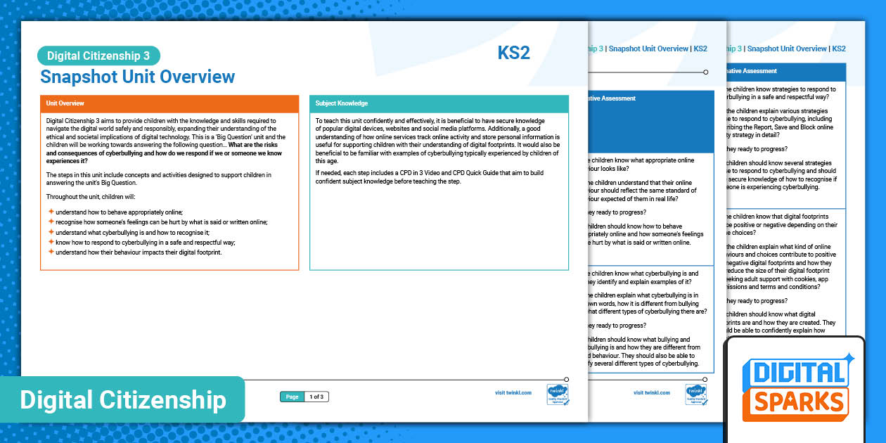 Digital Citizenship 3: Snapshot Unit Overview (Teacher-Made)
