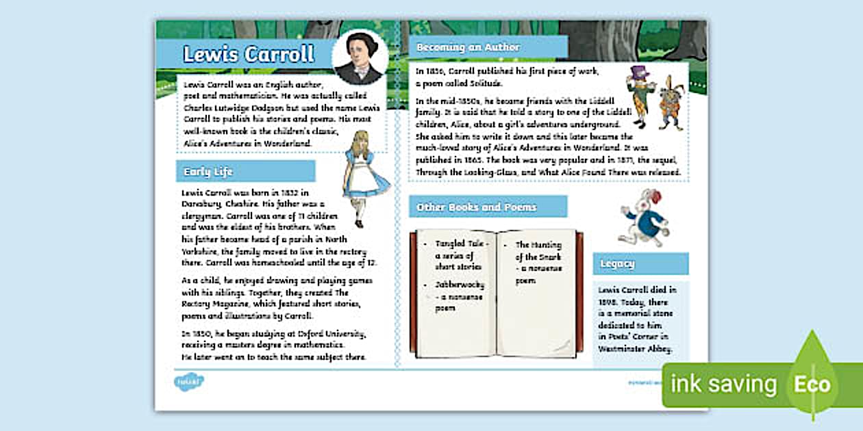 Lewis Carroll Fact File - Twinkl - KS2 (teacher made)