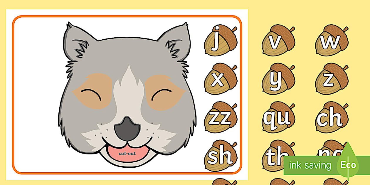 Editable Feed the Squirrel Phase 3 Phonics Game - Twinkl