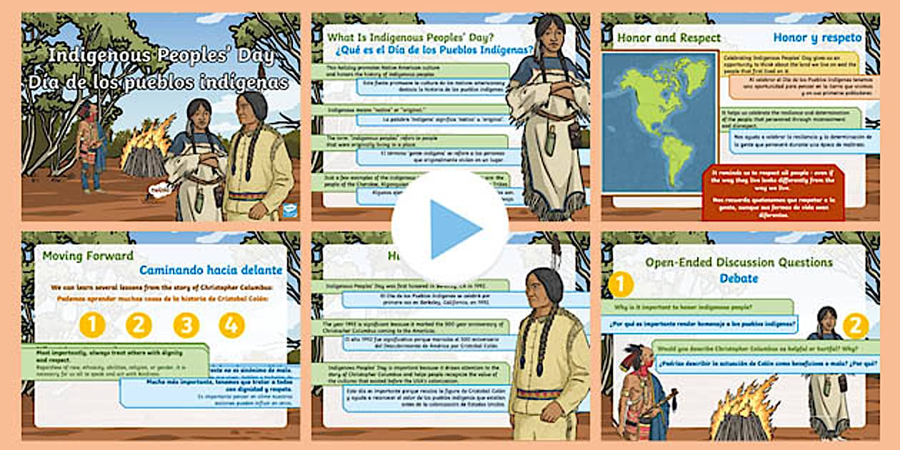 Indigenous Peoples' Day PowerPoint English/Spanish - Twinkl