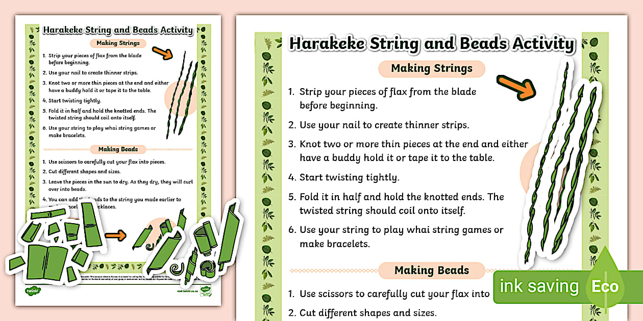 Harakeke String and Beads Activity (Teacher-Made) - Twinkl