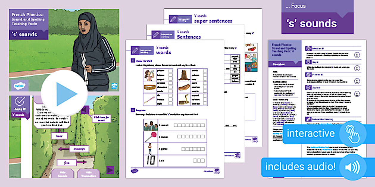 👉 French Phonics: Sound and Spelling Teaching Pack 's' Sounds