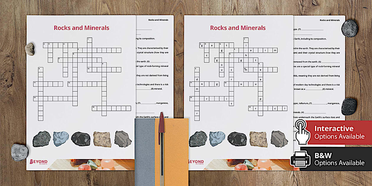 Rocks and Minerals Crossword (Teacher-Made) - Twinkl