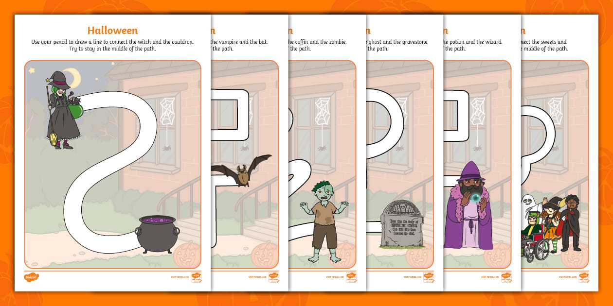 Pencil Control Path Worksheet | Halloween Worksheets