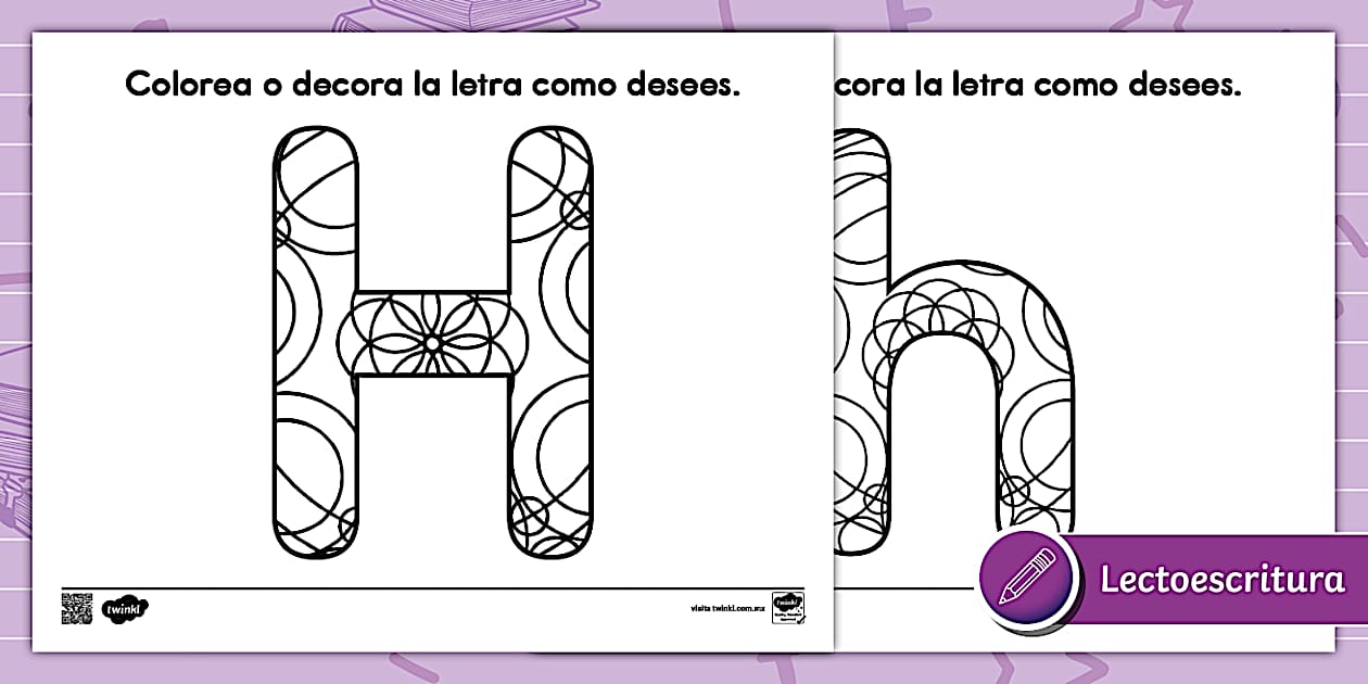 Hoja para colorear: La letra H (teacher made) - Twinkl