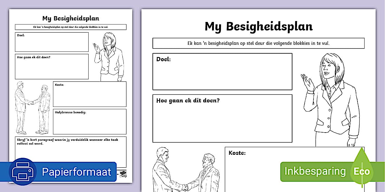 My Besigheidsplan Werkkaart (teacher made) - Twinkl