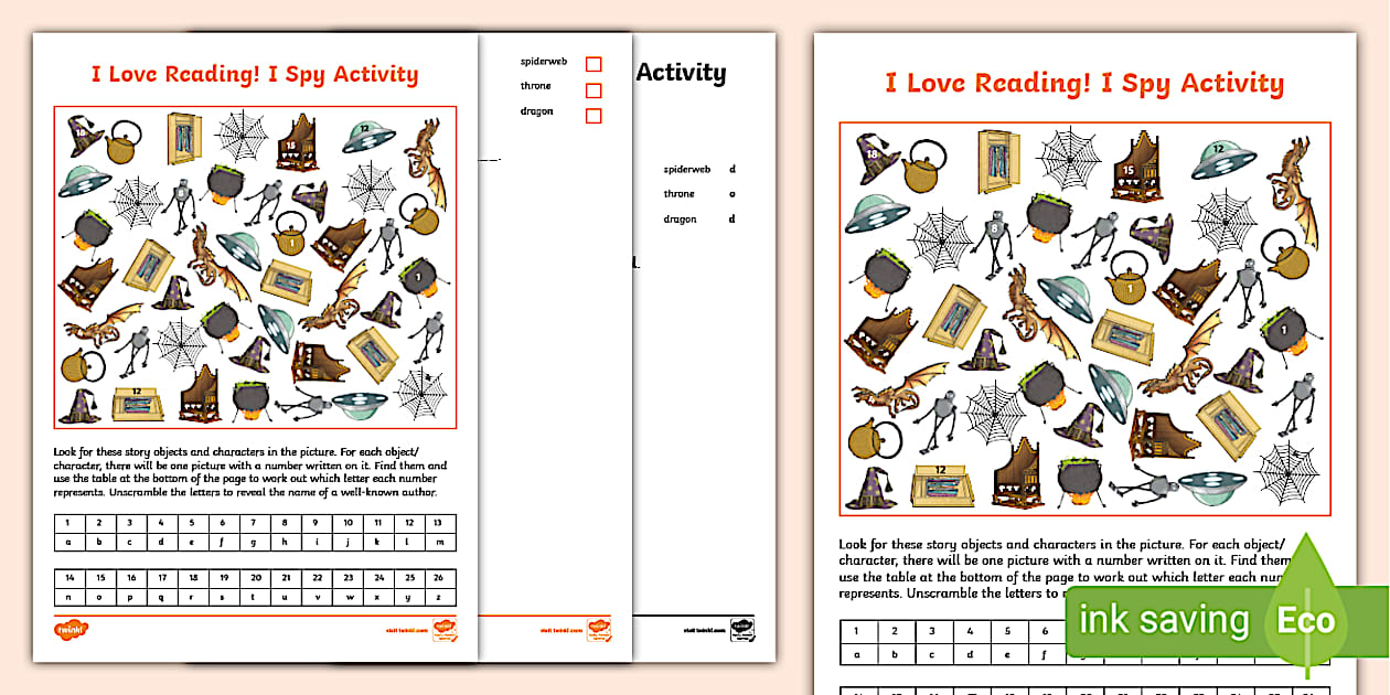 KS2 I Love Reading! I Spy Activity (teacher made) - Twinkl