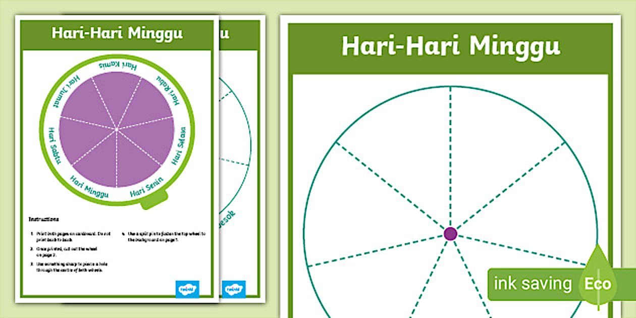 Days of the Week Sequencing Spinning Wheel Indonesian