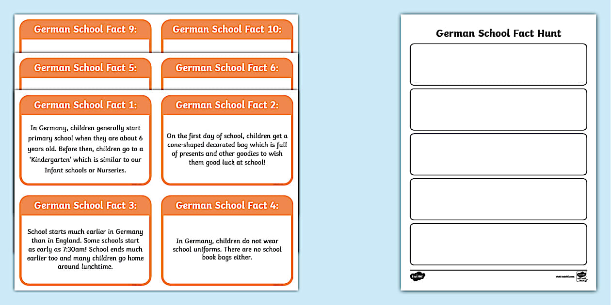German Primary School Fact Cards (teacher made) - Twinkl