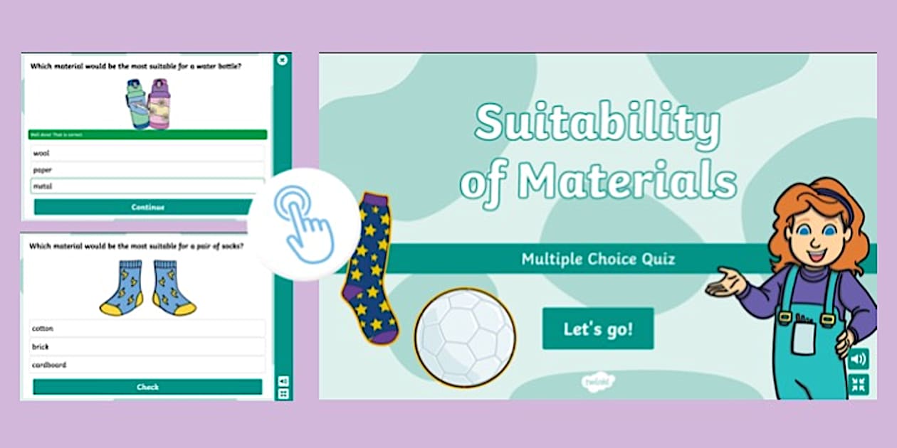 Year 2 Suitability of Materials Multiple Choice Quiz Game