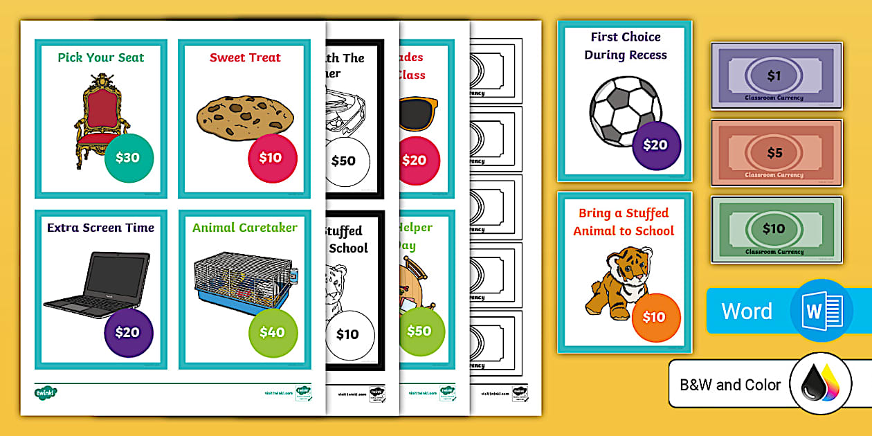 Editable Classroom Currency Behavior Management Pack