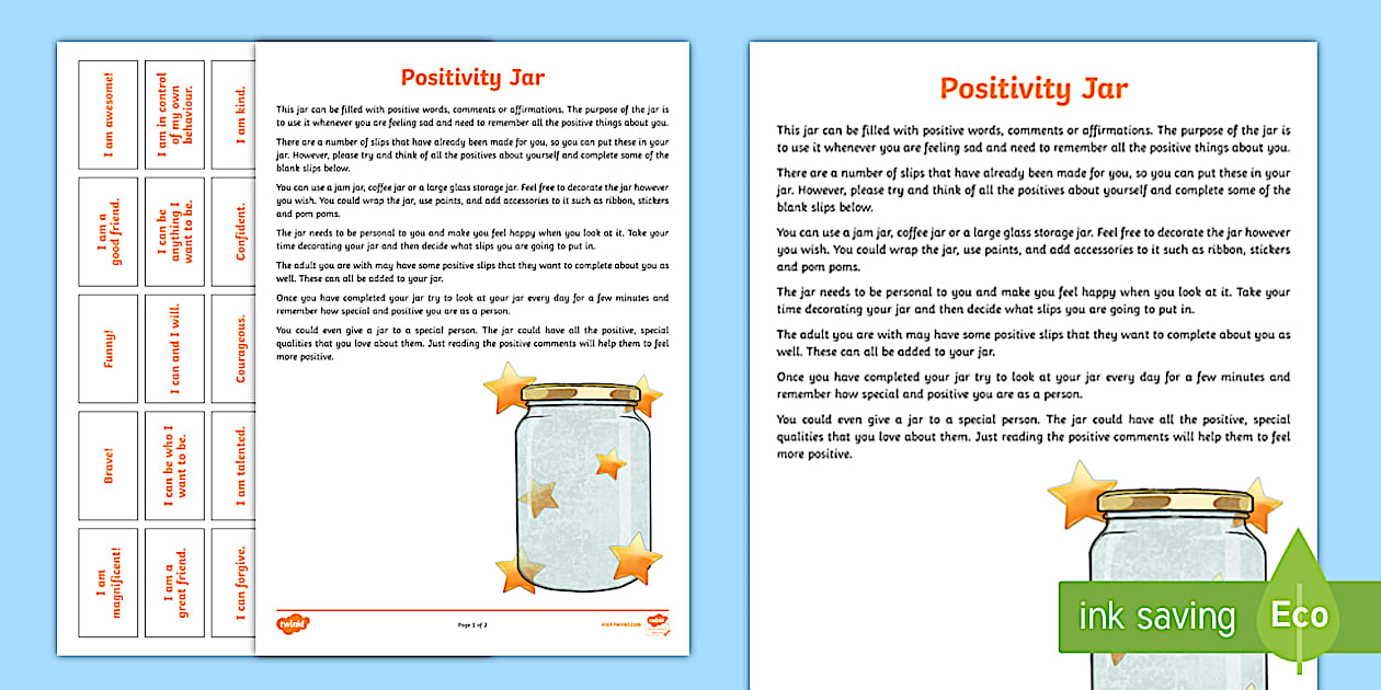 Editable My Positivity Jar (teacher made) - Twinkl