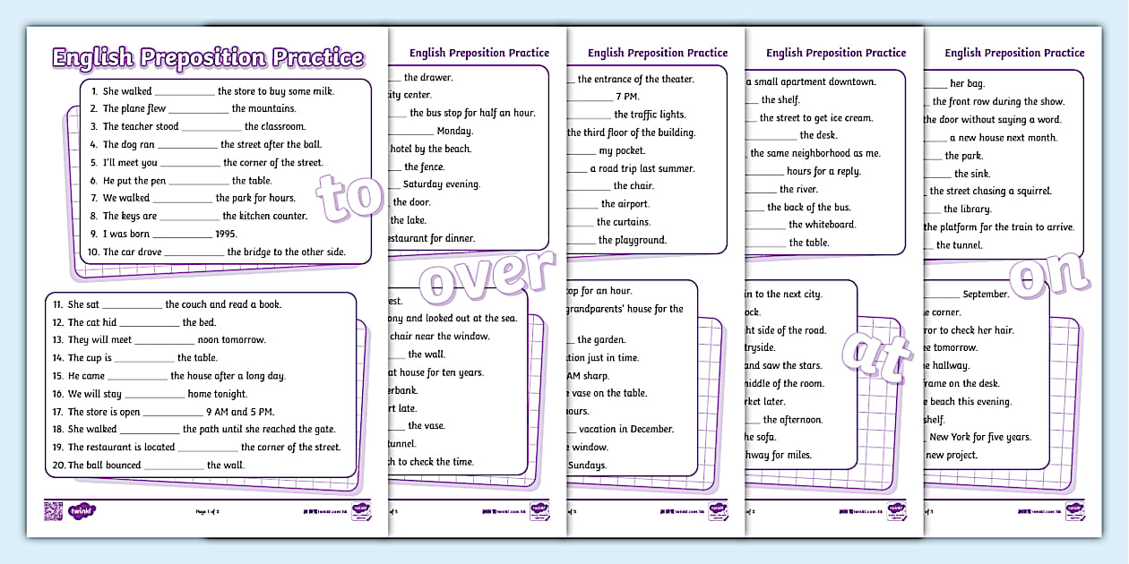 English Preposition (teacher made) - Twinkl