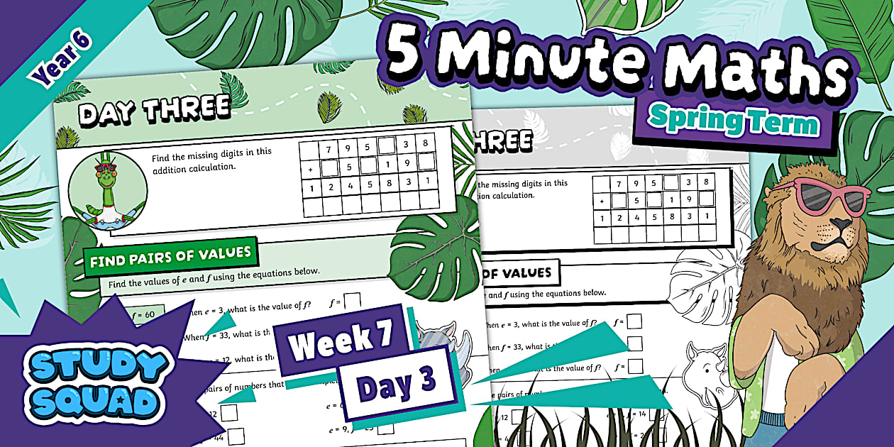👉 Study Squad 5 Minute Maths - Year 6 Spring - Week 7 Day 3