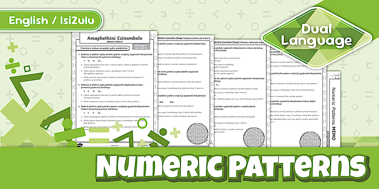 Numeric And Geometric Patterns Grade 7 Worksheets