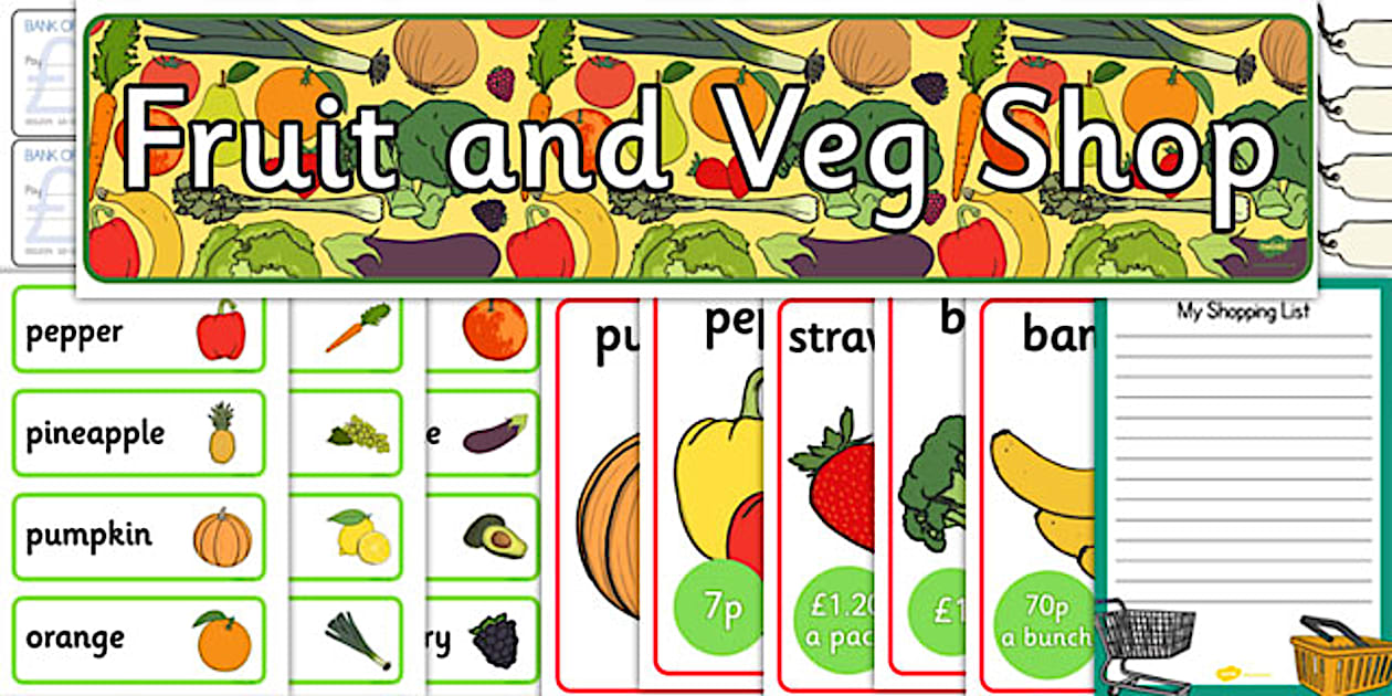 Fruit and Vegetable Shop Role Play Pack - ESL Shopping Role Play
