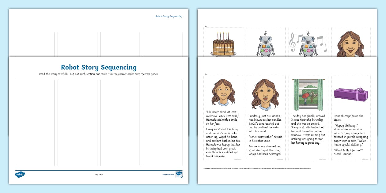 Robot Story Sequencing Strips - KS2 (teacher made) - Twinkl