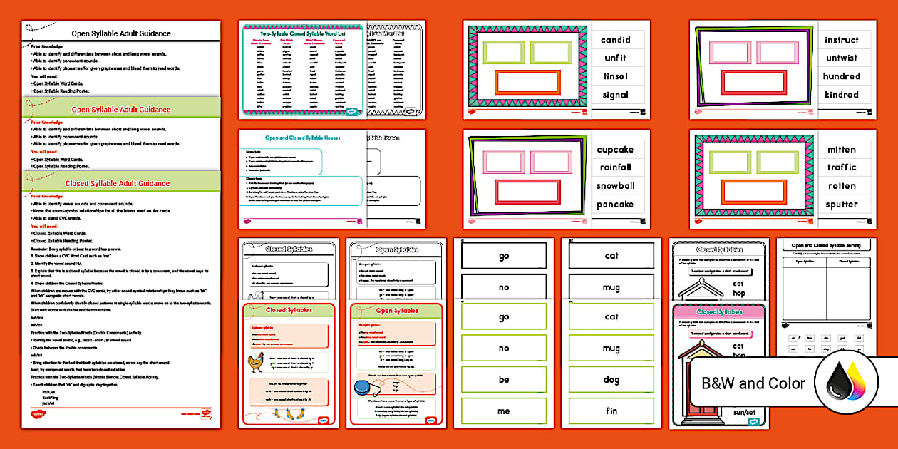 Open and Closed Syllable Reading Activity Pack for 2nd-3rd Grade
