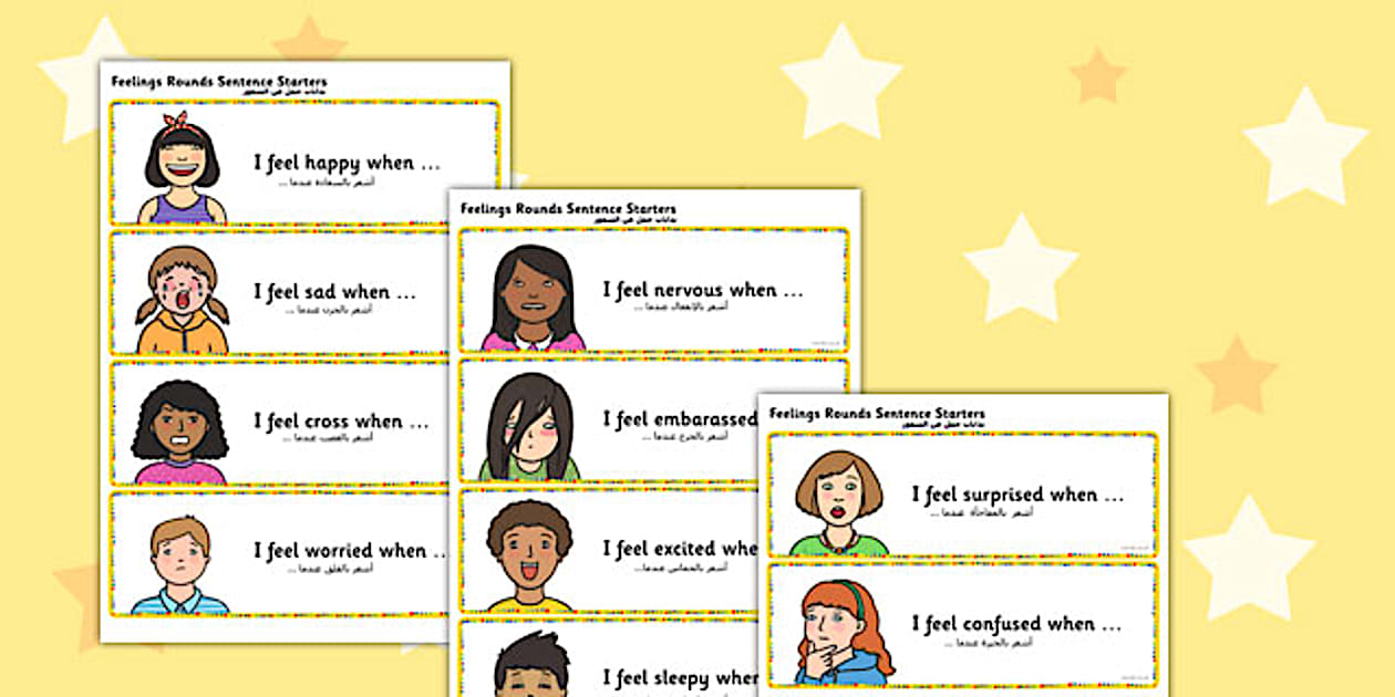 Feelings Rounds Sentence Starters Arabic Translation - arabic