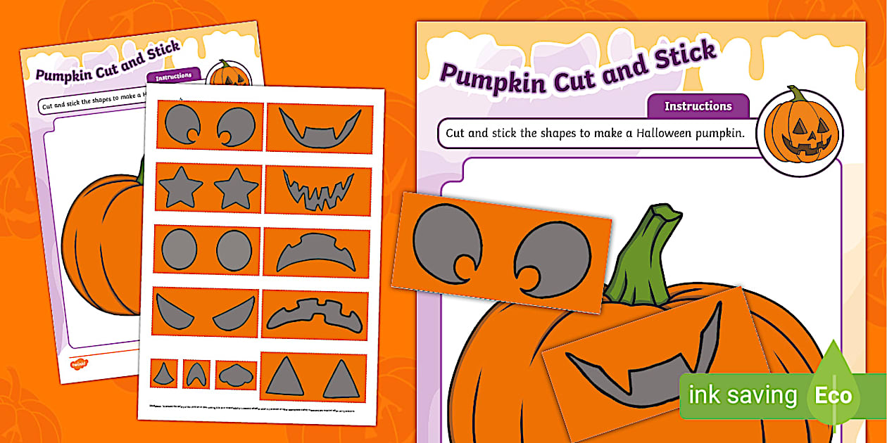Pumpkin Cut and Stick Activity (teacher made) - Twinkl