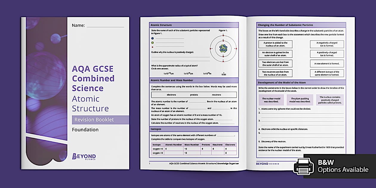 Aqa Physics Combined Science Unit 4 Atomic Structure Foundation Revision