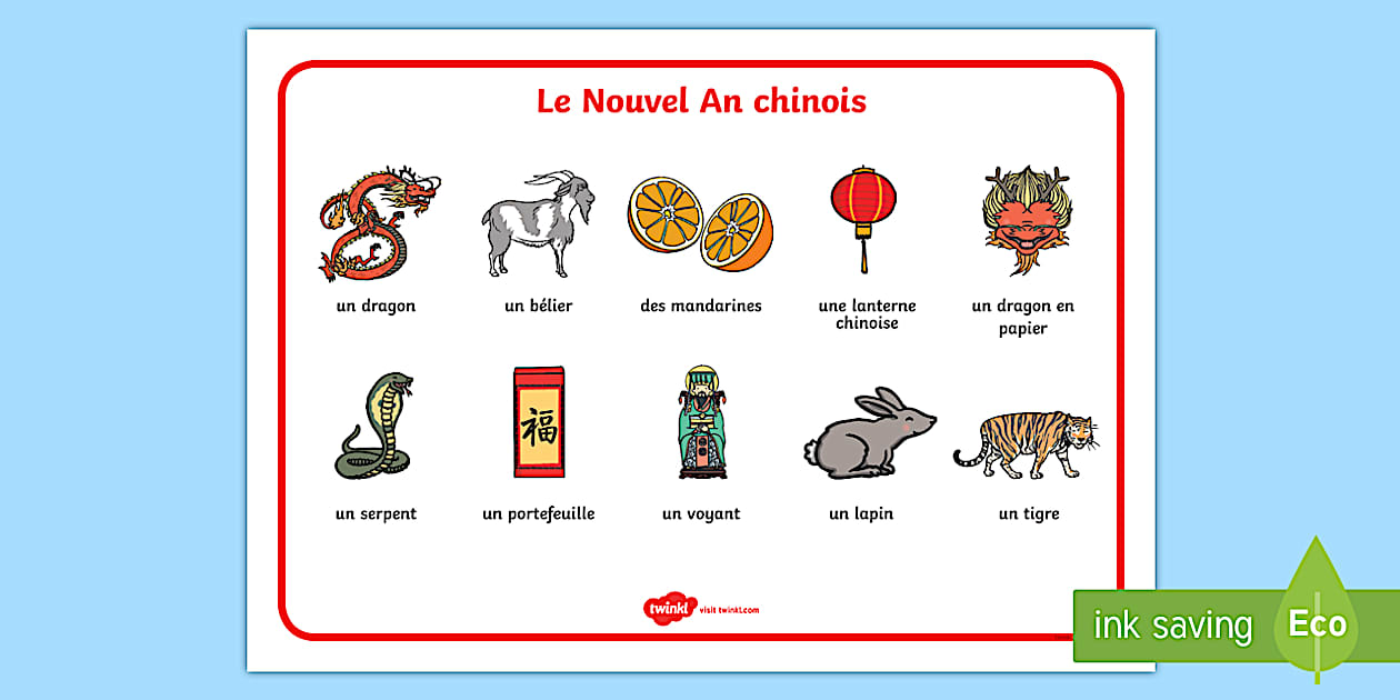 Ensemble de mots : le Nouvel An chinois - Twinkl