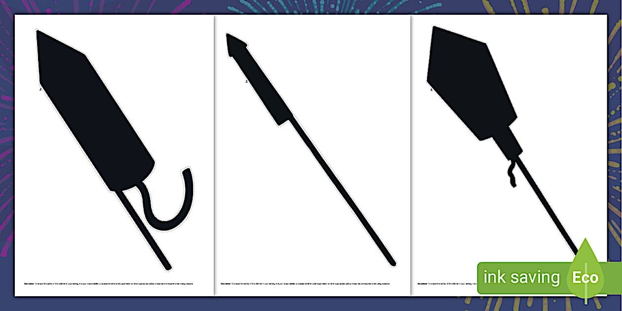 Fireworks Silhouette Cut-Outs (teacher made) - Twinkl