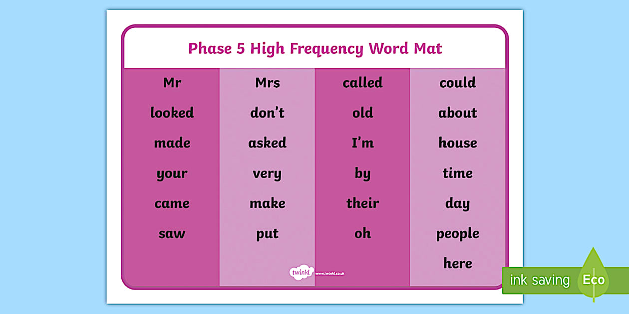 Phase 5 High Frequency Word Mat (teacher made) - Twinkl