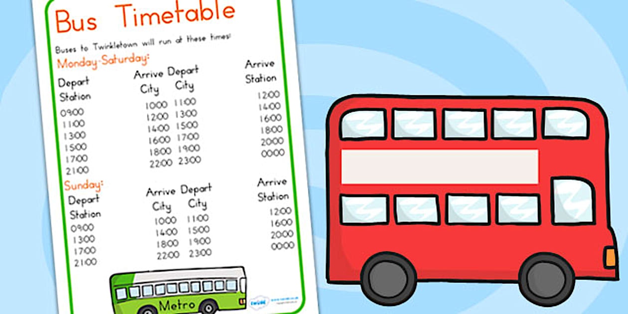 Bus Station Role Play Timetable (teacher made) - Twinkl
