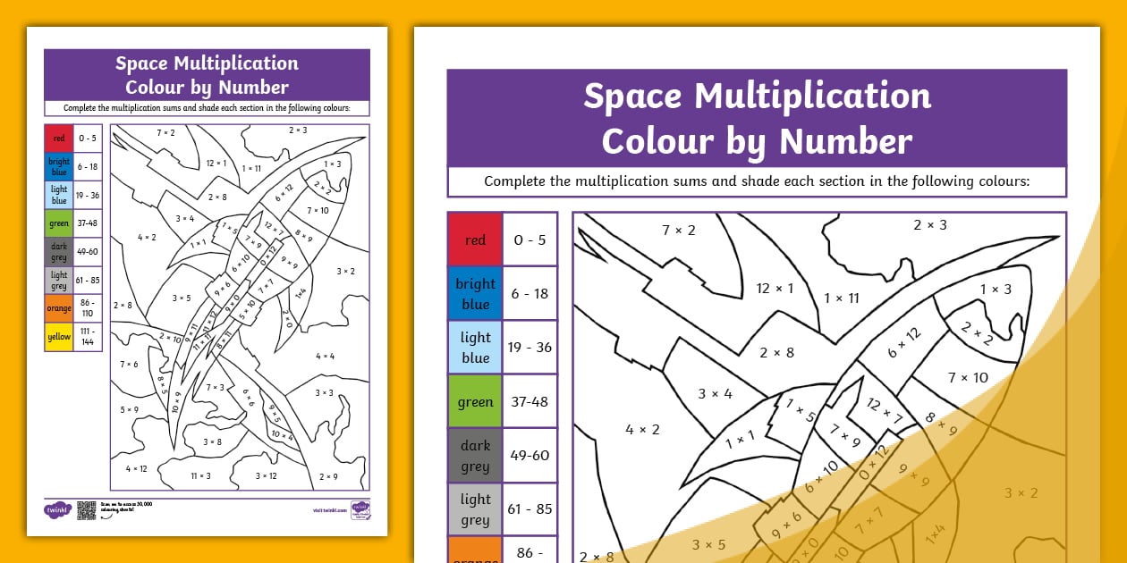 👉 Space Multiplication Colour by Number (teacher made)