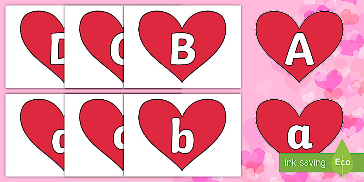 A to Z Alphabet on Hearts (Plain) Cut-Outs (teacher made)