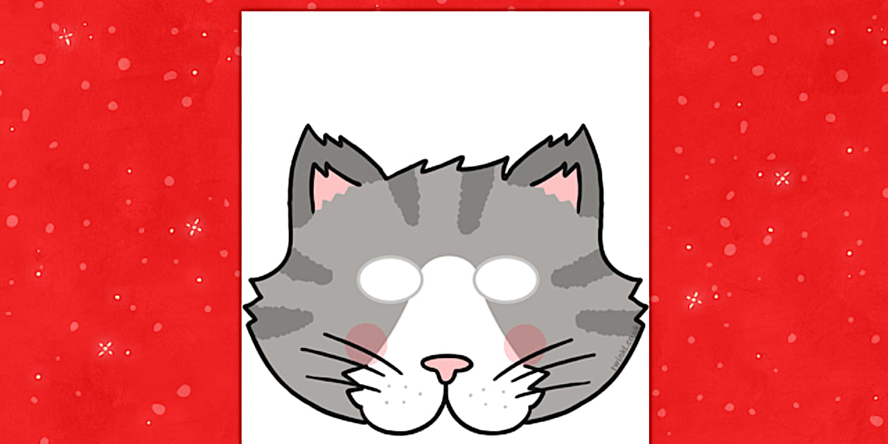 Christmas Cat Role Play Mask (teacher made) - Twinkl