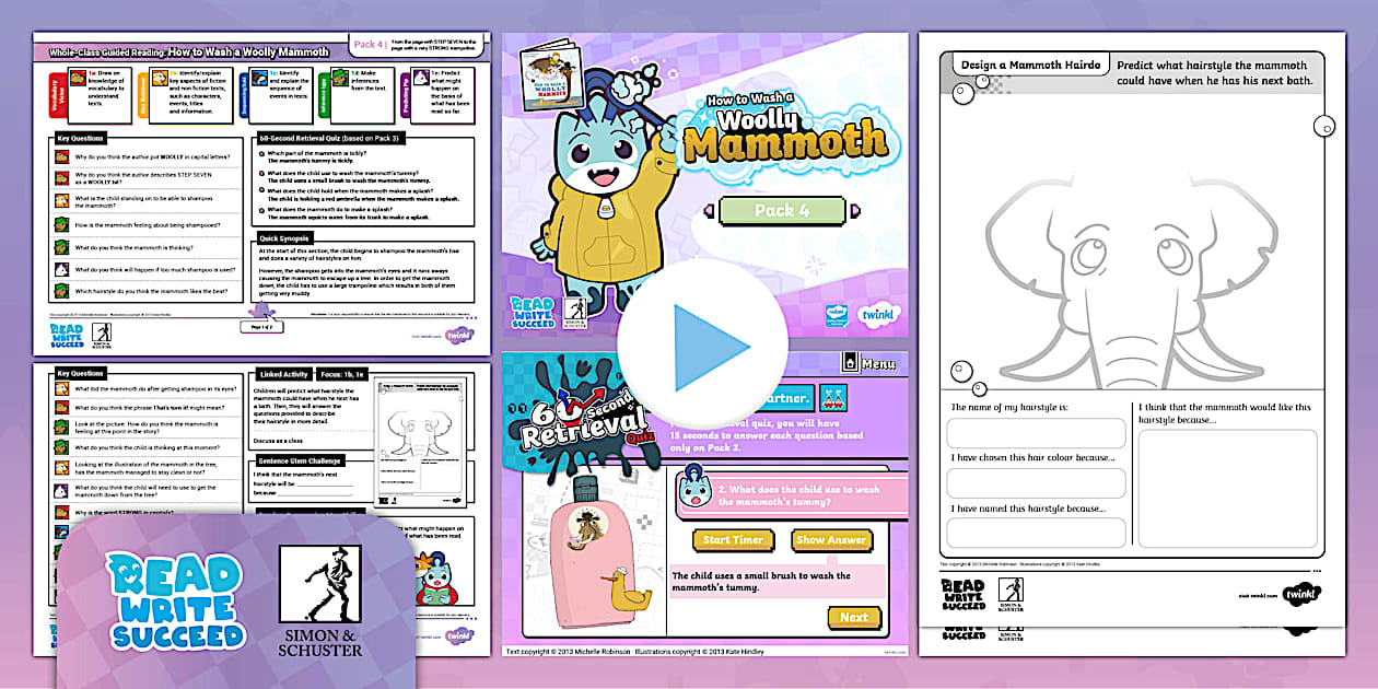 FREE! - How to Wash a Woolly Mammoth Whole-Class Reading Pack 4