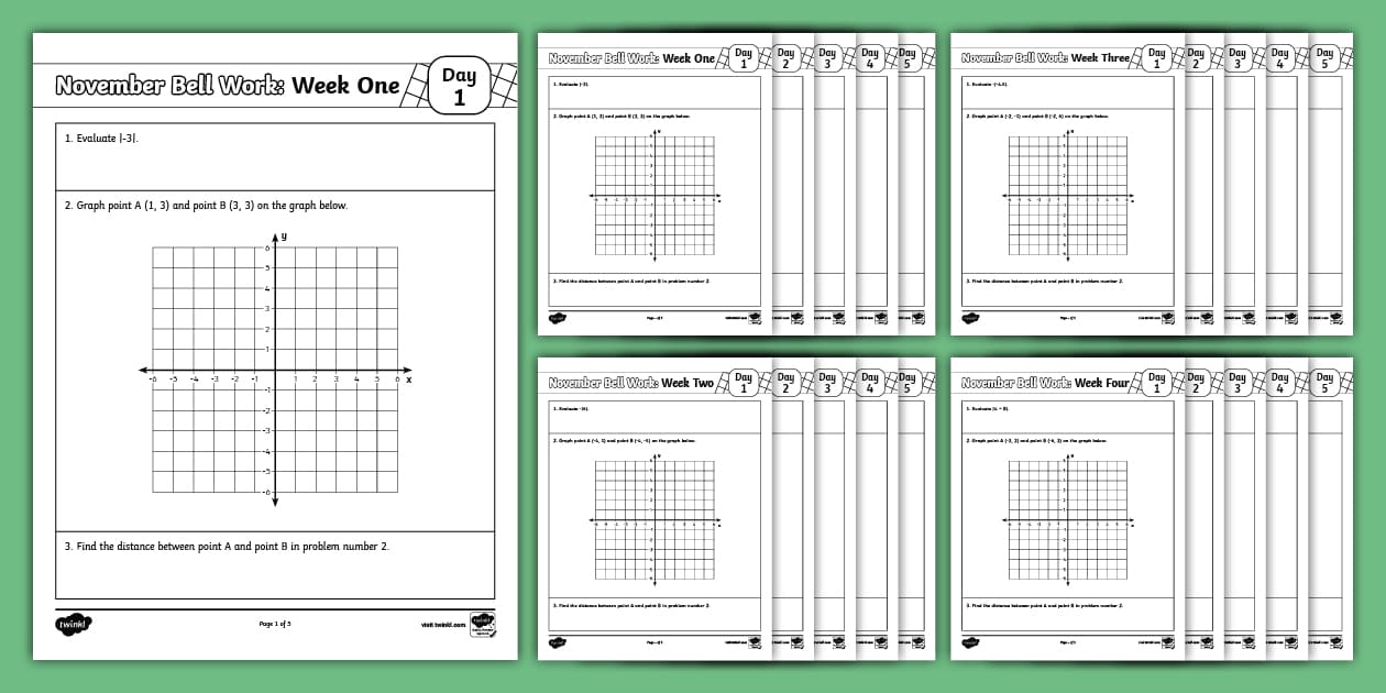Sixth Grade Math November Bell Work Bundle - Twinkl