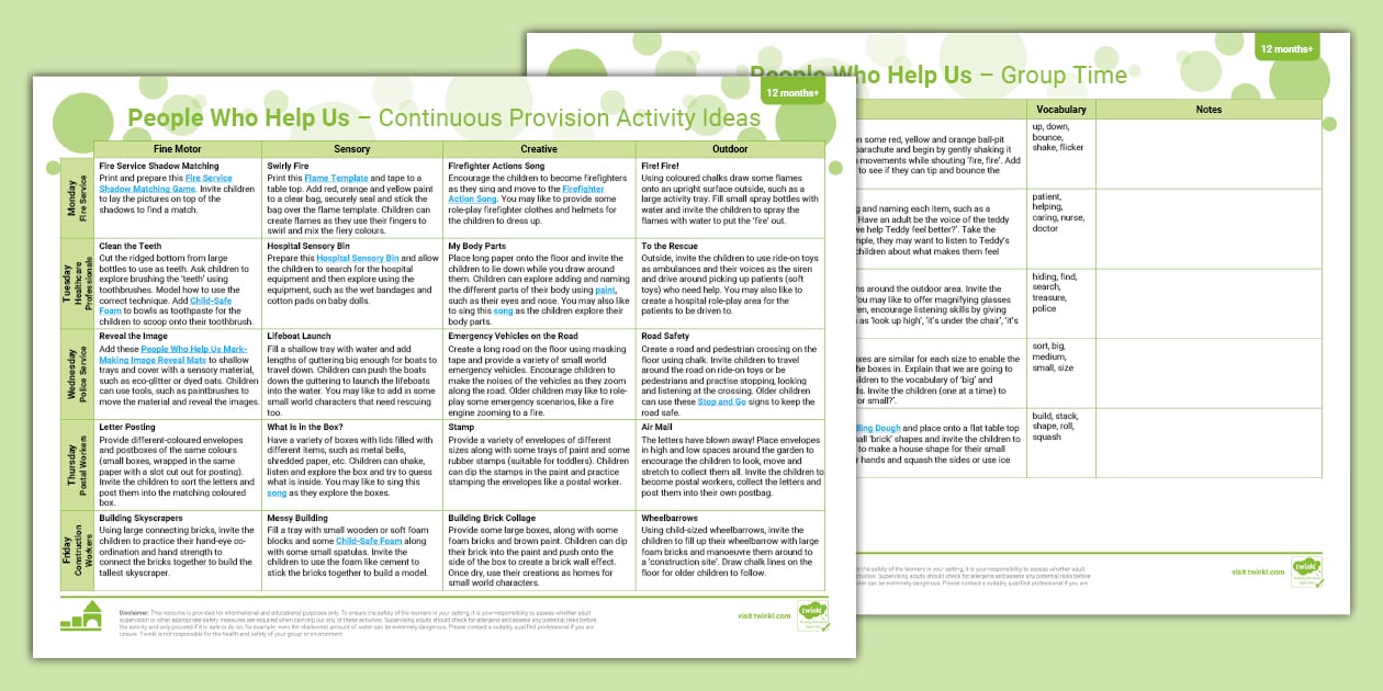 EYFS Toddler Room Planning: People Who Help Us | Twinkl