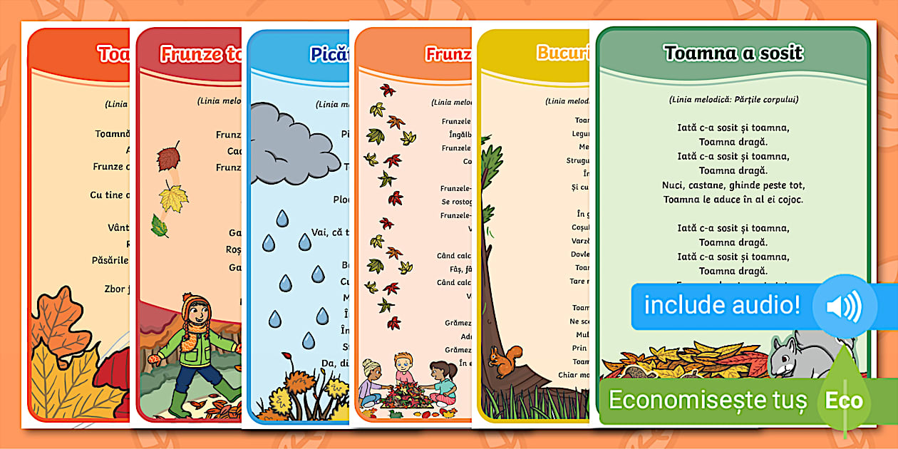 Cântece de toamnă pentru copii - Planșe Twinkl România
