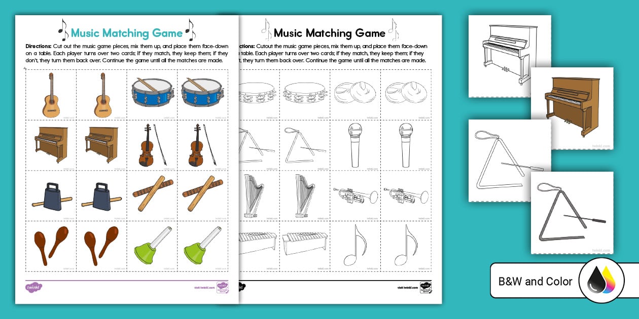 Music Memory Game | Instruments | Twinkl USA (teacher made)