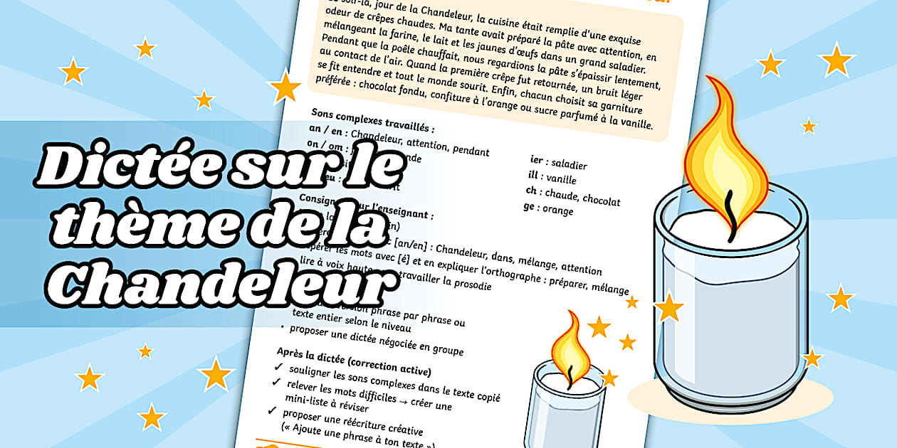 * NEW * Dictée sur le thème de la Chandeleur