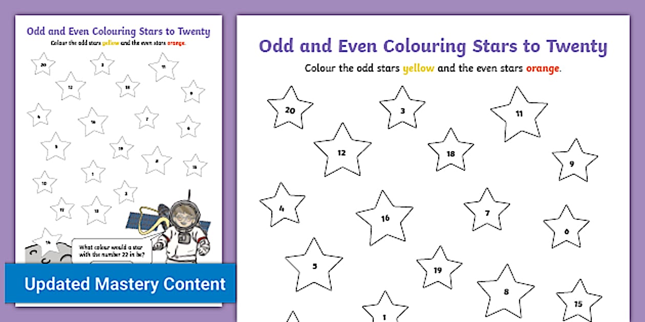 Odd and Even Coloring Stars to Twenty (Teacher-Made)