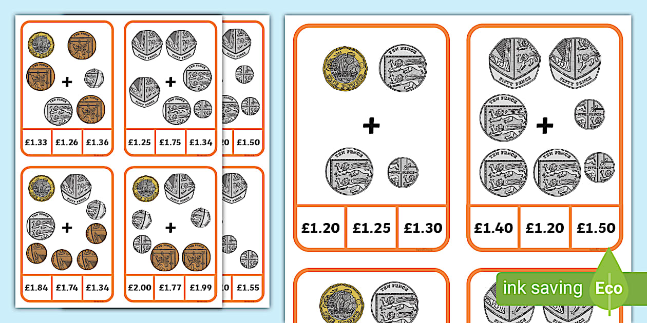 👉 Coin Peg Cards within £2 - Maths - KS1 - Twinkl