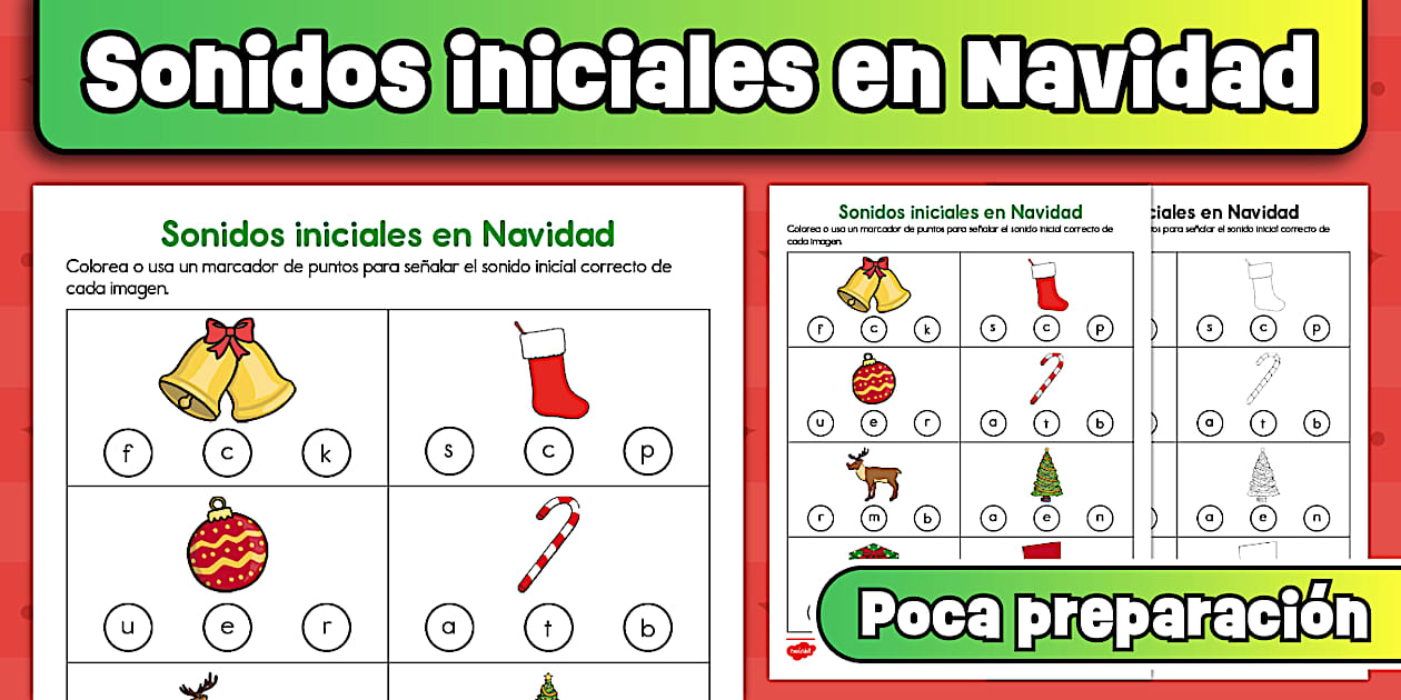 Actividad navideña de sonidos iniciales