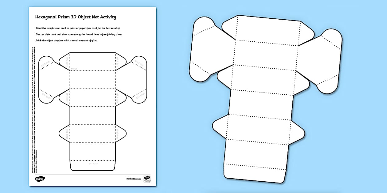 Hexagonal Prism 3D Object Net Worksheet - Twinkl Aus
