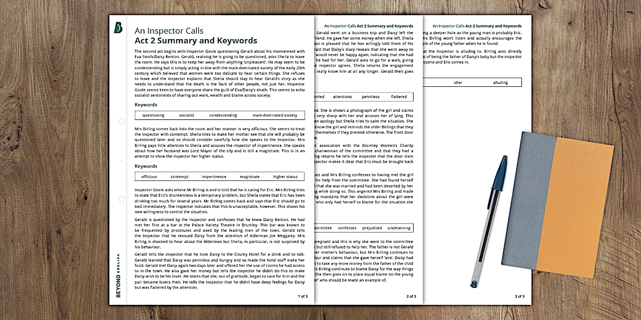 LA An Inspector Calls: Act 2 Summary and Keywords Guide