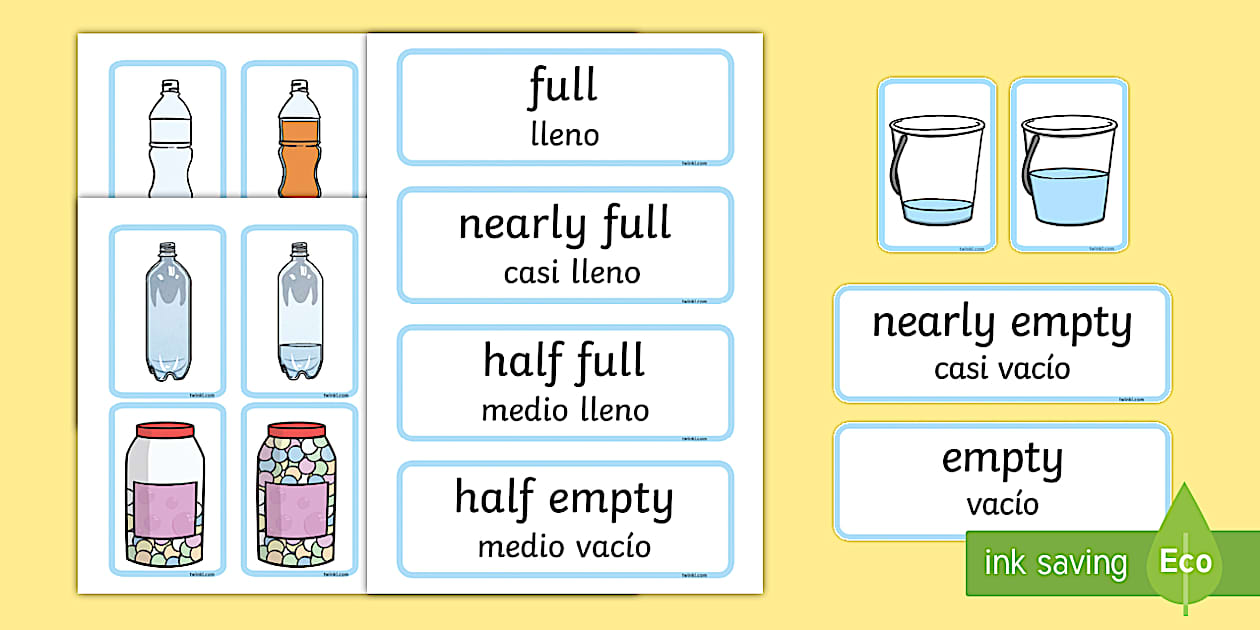Capacity EYFS Matching Cards English/Spanish - Capacity Matching Cards EYFS