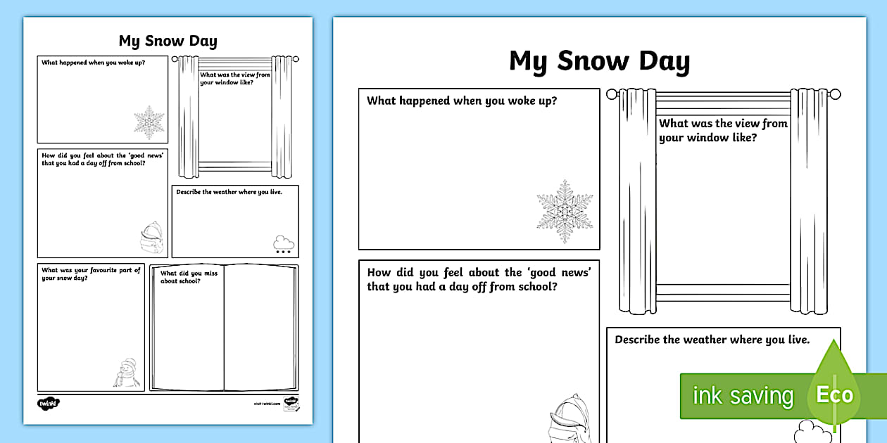 KS2 Snow Day Write Up Worksheet (teacher made) - Twinkl