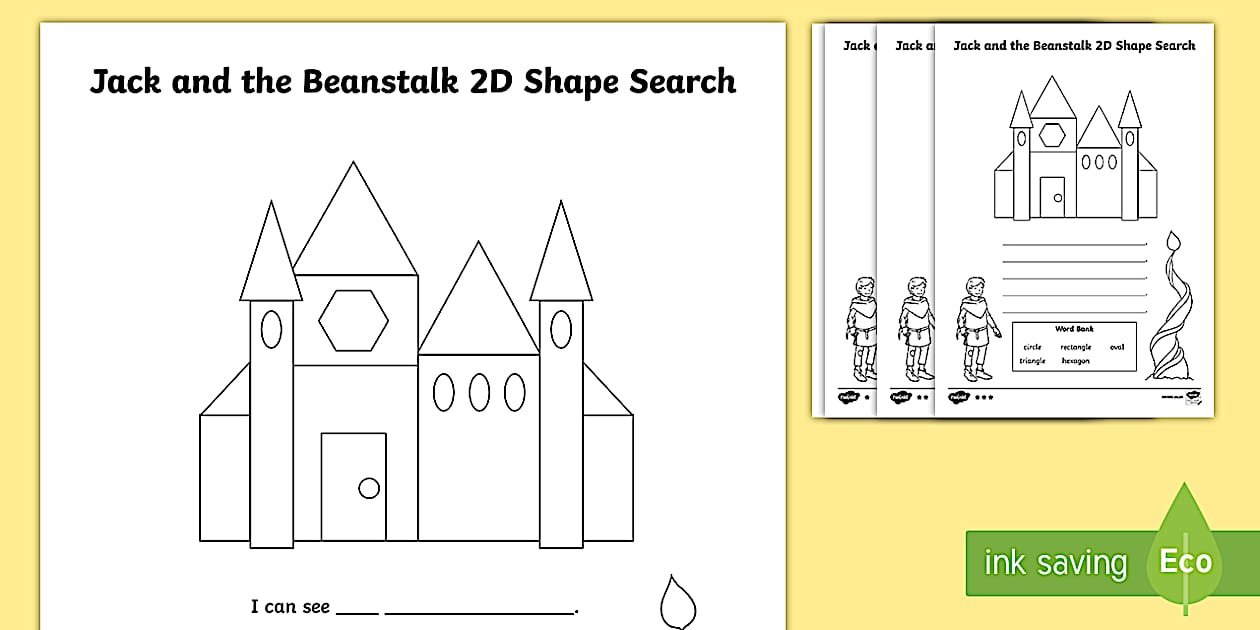 Jack and the Beanstalk 2D Shape Search Worksheet / Worksheets
