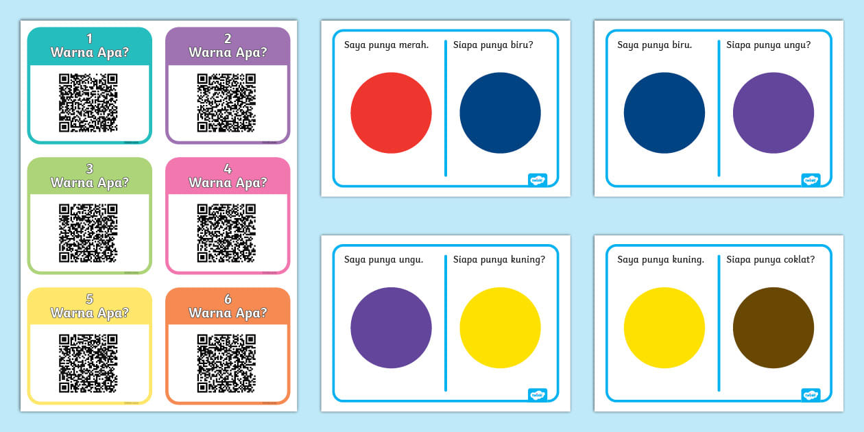 QR Code Hunt - Indonesian Colours Loop Cards (teacher made)